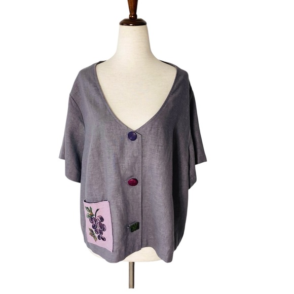 Robbie Bee | Tops | Vintage 9s Robbie Bee Boxy Linen Blouse | Poshmark
